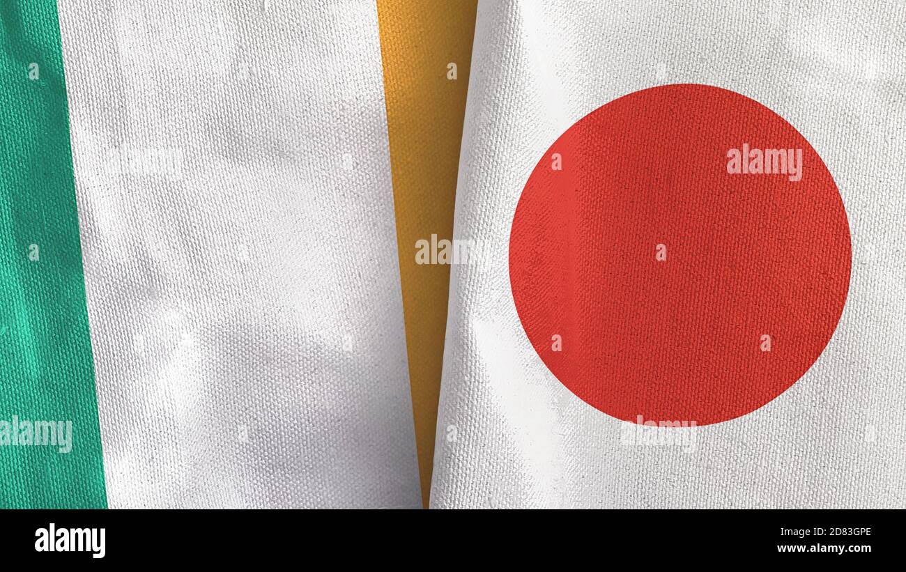 Japan and Ireland two flags textile cloth 3D rendering Stock Photo - Alamy