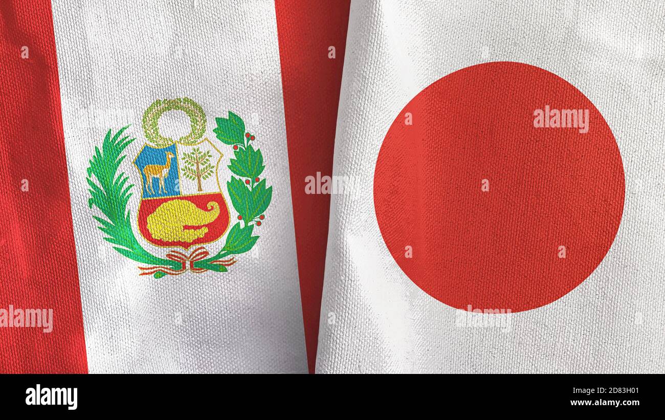 Japan and Peru two flags textile cloth 3D rendering Stock Photo - Alamy