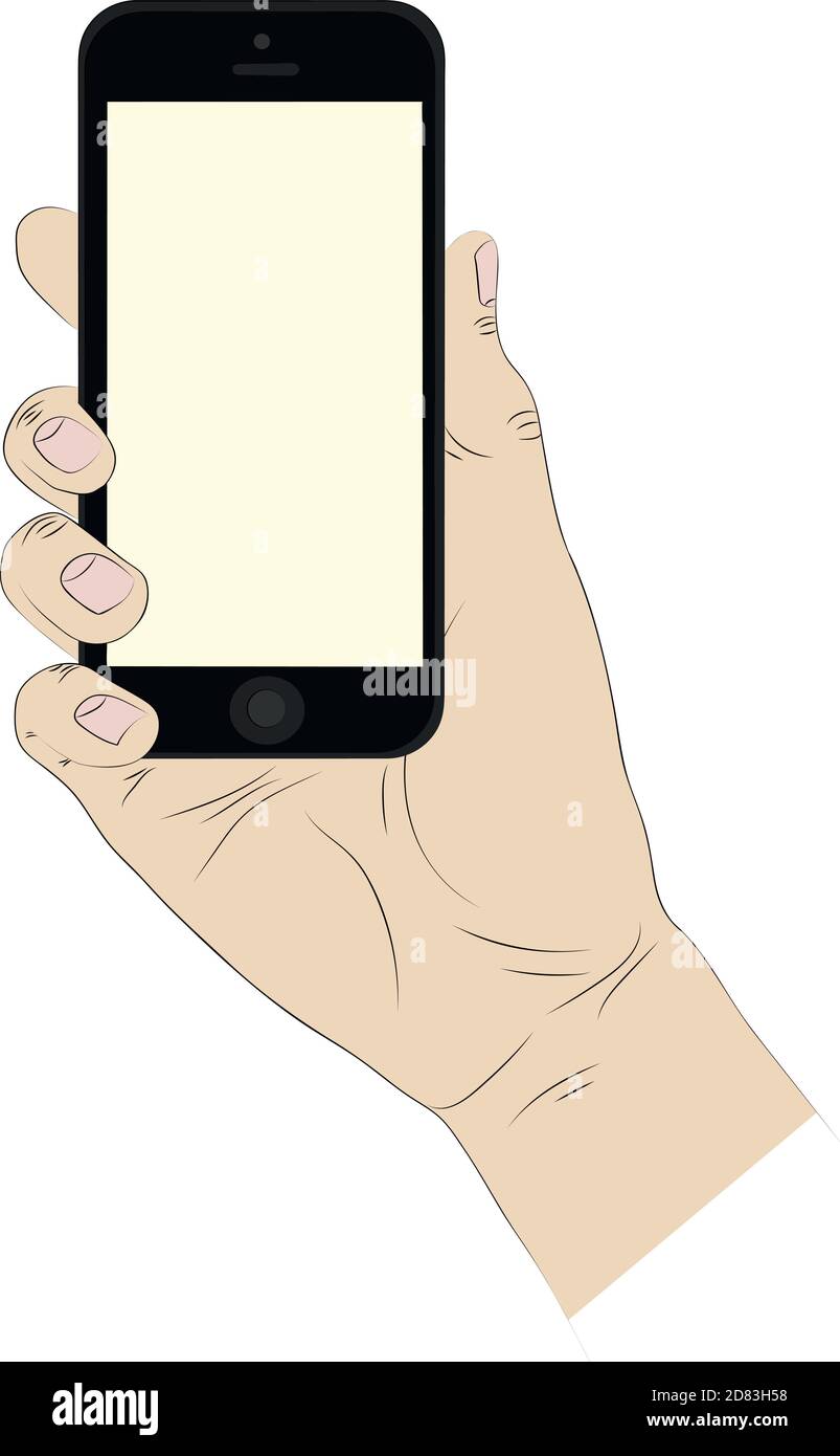 Illustration of isolated hand holding a smart phone Stock Vector Image ...