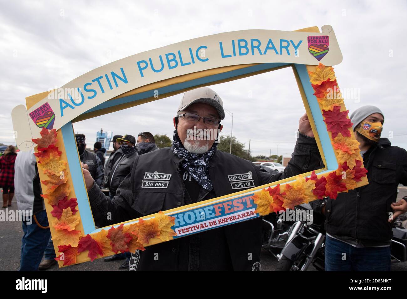 Donald Perdue, head of the motorcycle club Least of Saints holds a ...