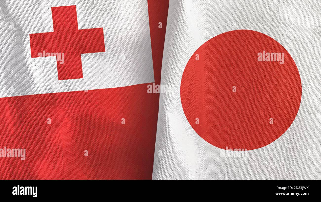 Japan and Tonga two flags textile cloth 3D rendering Stock Photo - Alamy