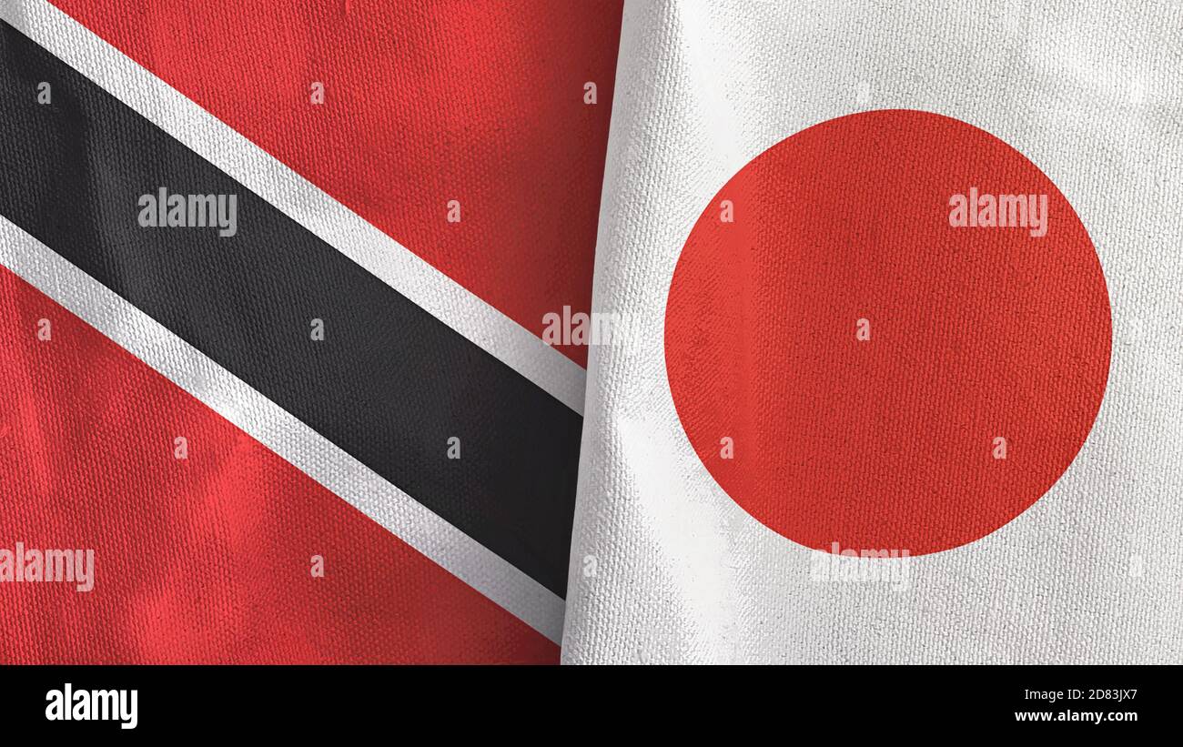 Japan and Trinidad and Tobago two flags textile cloth 3D rendering ...