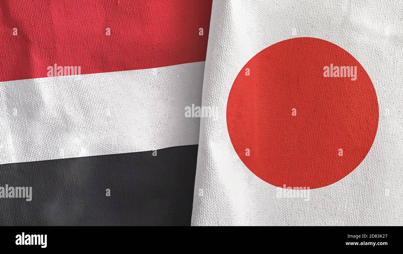 Japan and Yemen two flags textile cloth 3D rendering Stock Photo - Alamy