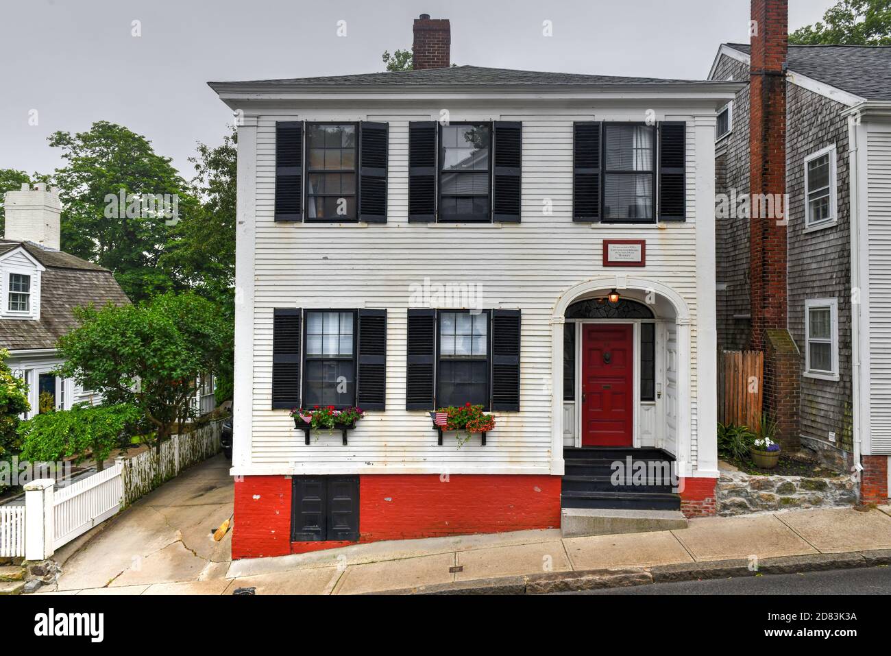 Plymouth, MA - July 3, 2020: Leyden Street, created in 1620 by the ...