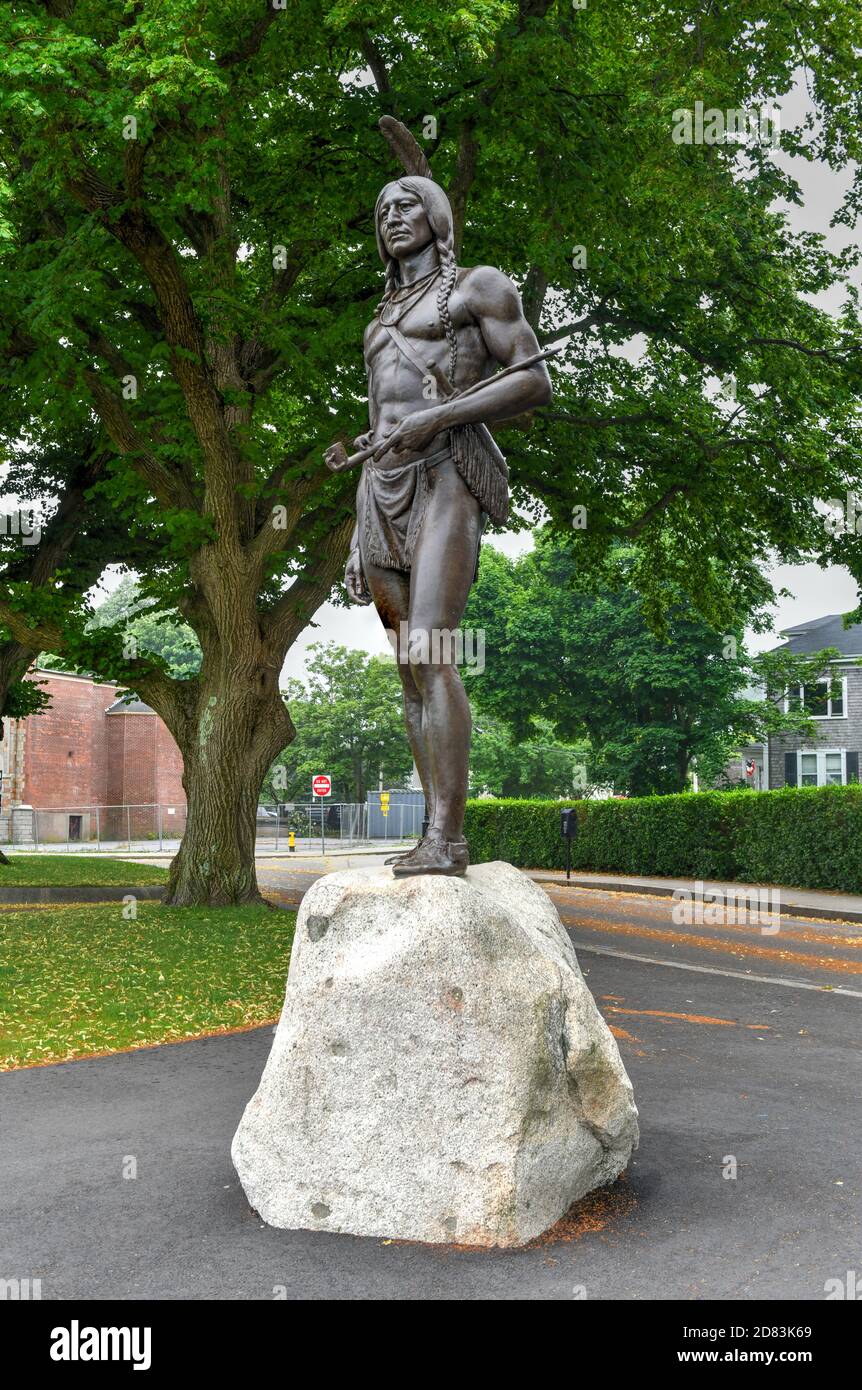 Plymouth, MA - July 3, 2020: Statue of the Great Sachem of the ...