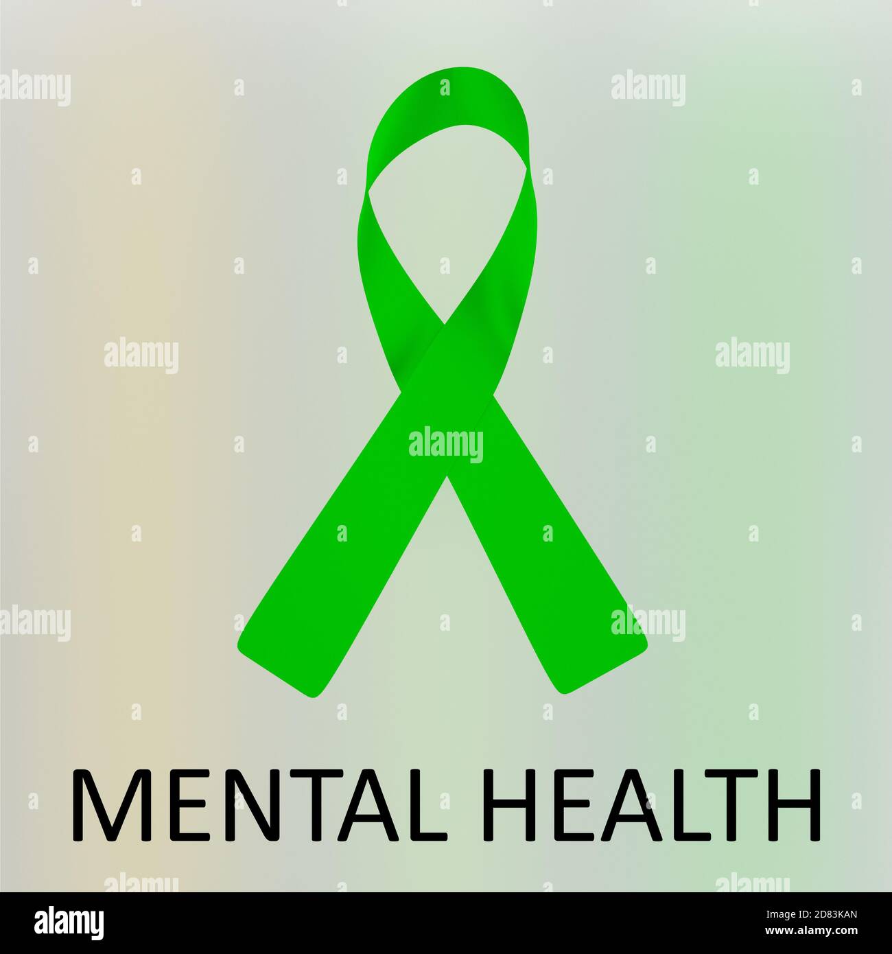 3D illustration MENTAL HEALTH script below an awareness ribbon of ...