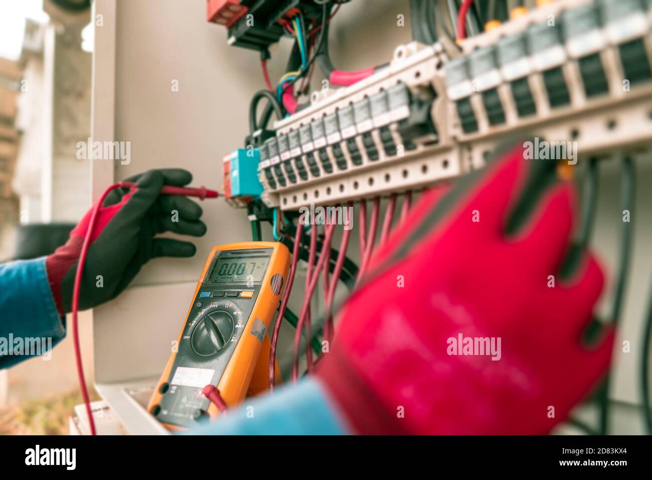 Engineering used a multimeter to measure the voltage of electrical ...