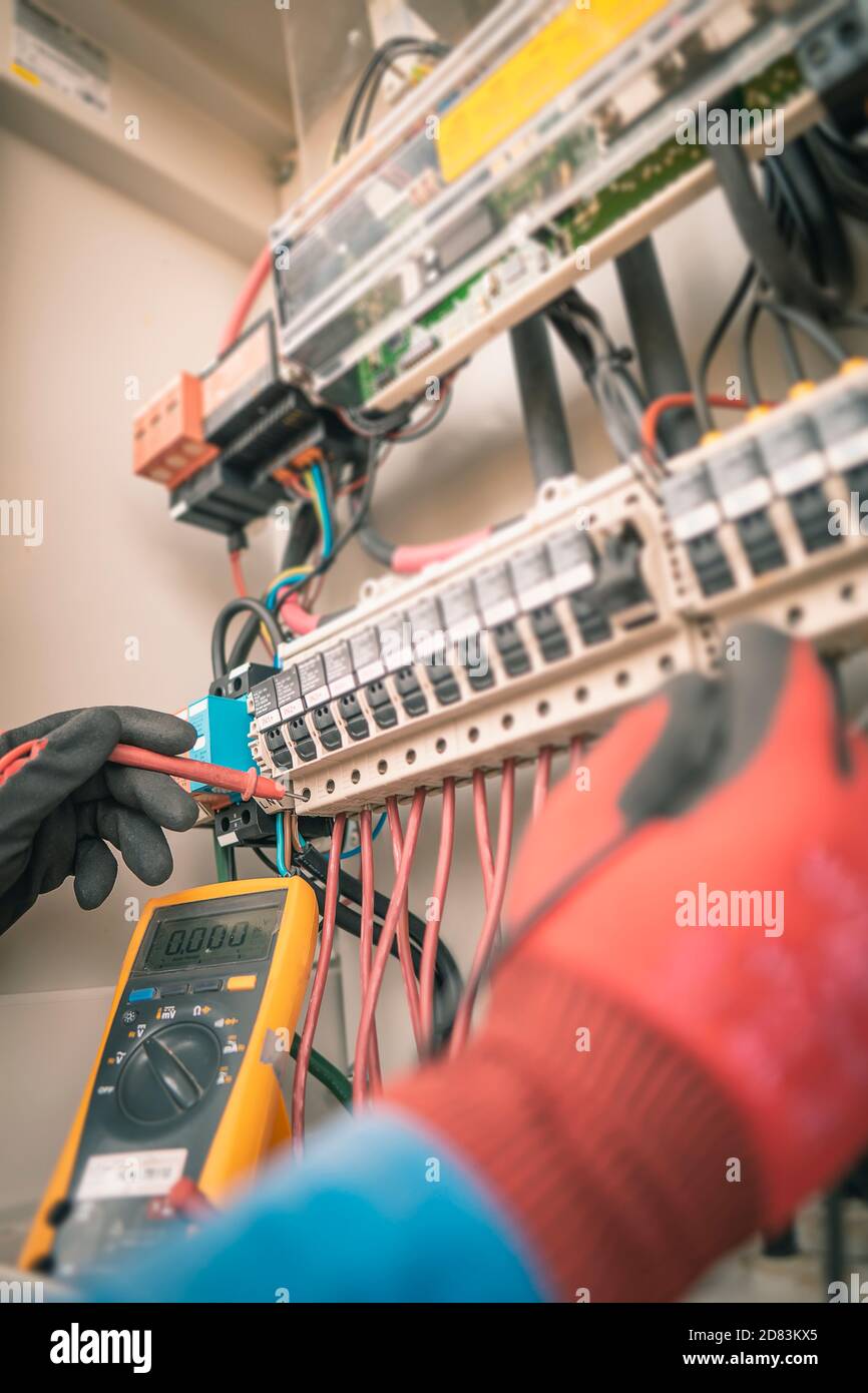 Engineering used a multimeter to measure the voltage of electrical ...