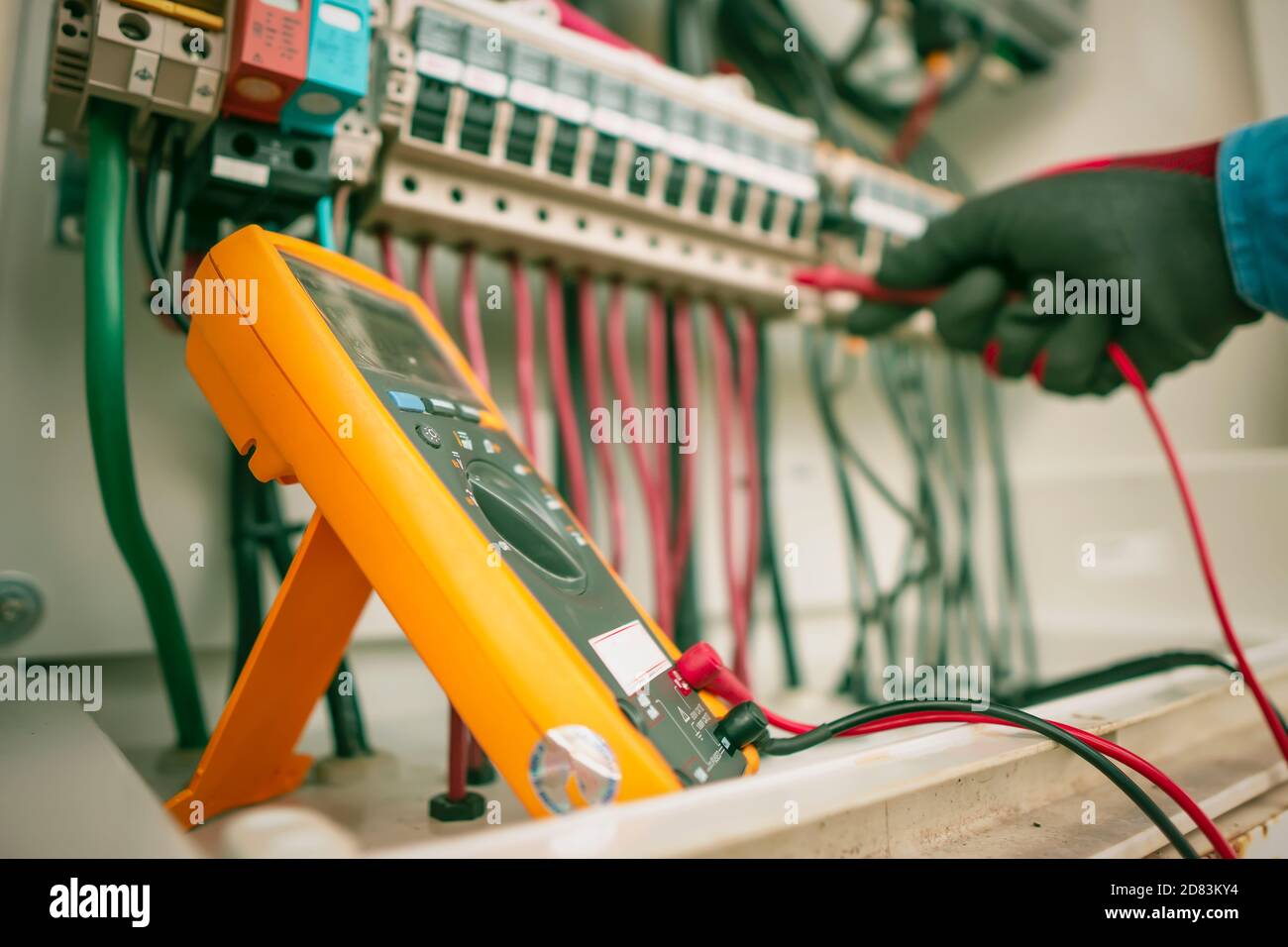 Engineering used a multimeter to measure the voltage of electrical ...
