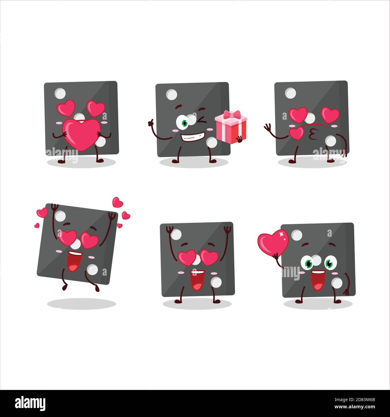 Black dice cartoon character with love cute emoticon Stock Vector Image ...