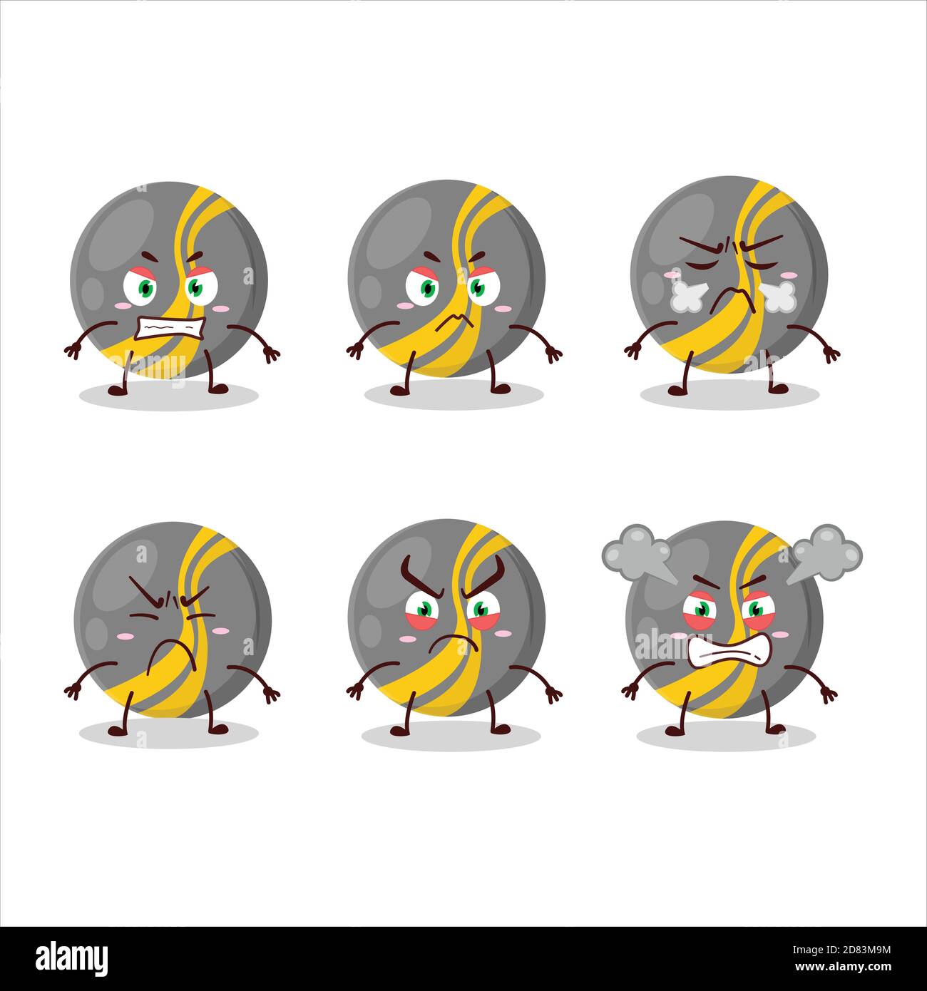 Black stripes marbles cartoon character with various angry expressions ...