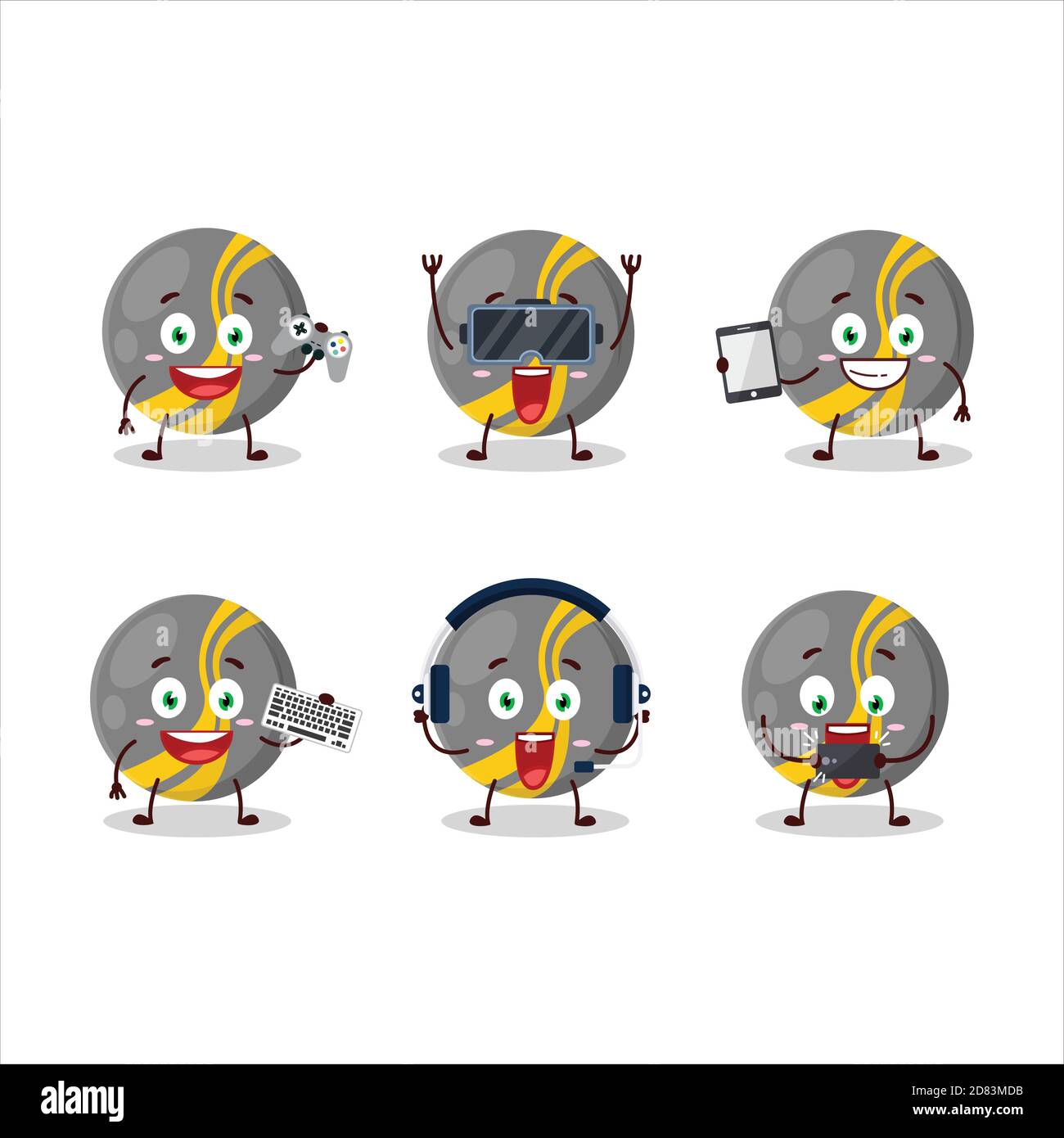 Black stripes marbles cartoon character are playing games with various ...