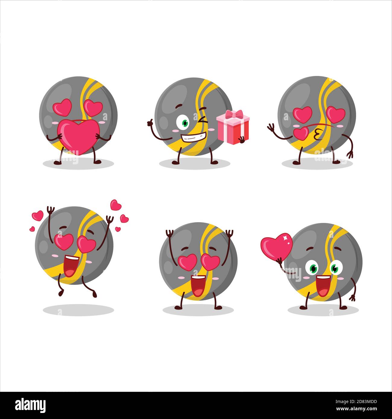 Black stripes marbles cartoon character with love cute emoticon Stock ...