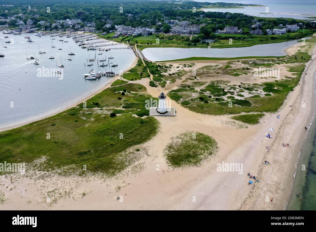 Edgartown Harbor Lighthouse at the entrance into Edgartown Harbor and ...
