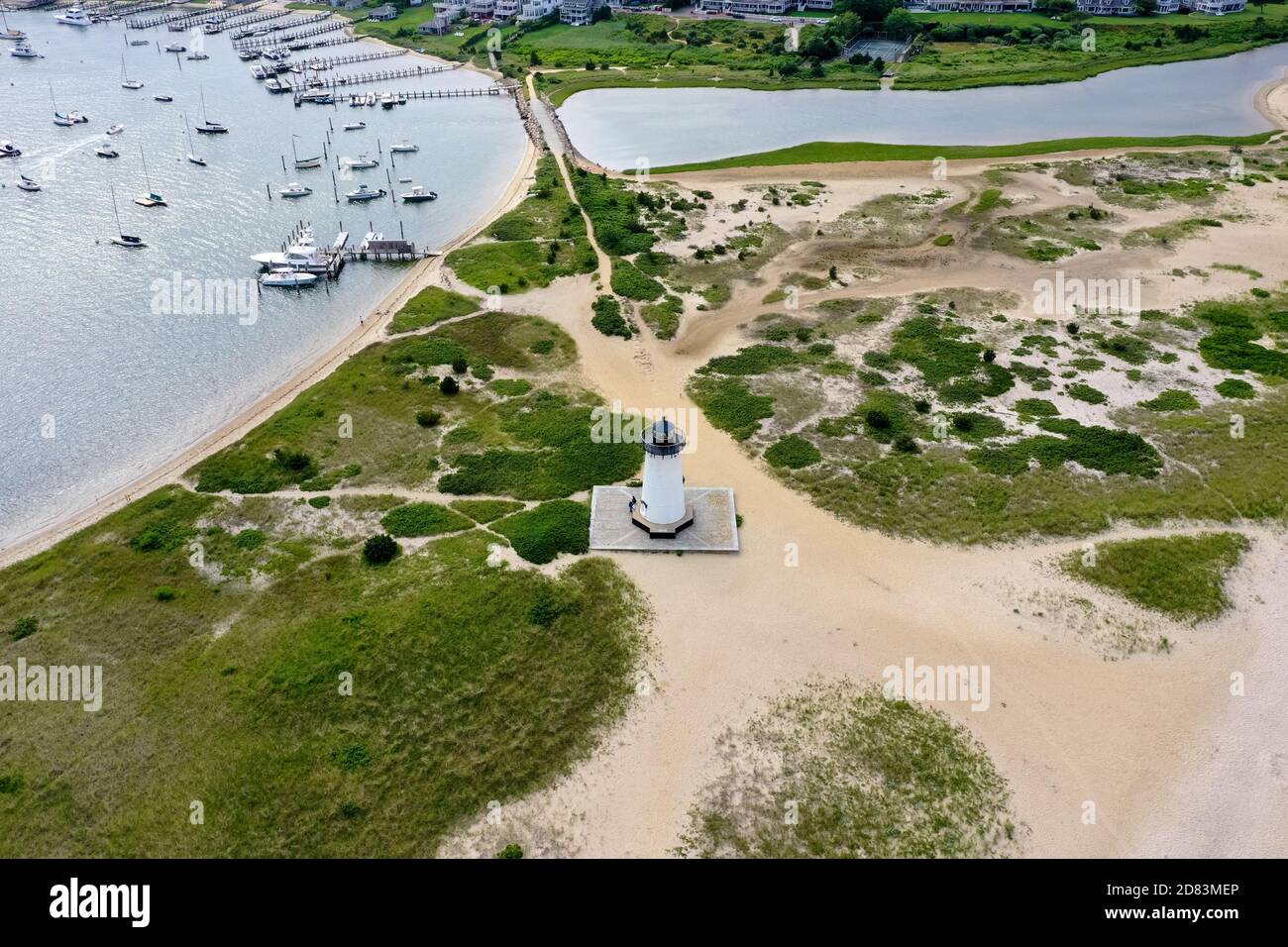 Edgartown Harbor Lighthouse at the entrance into Edgartown Harbor and ...