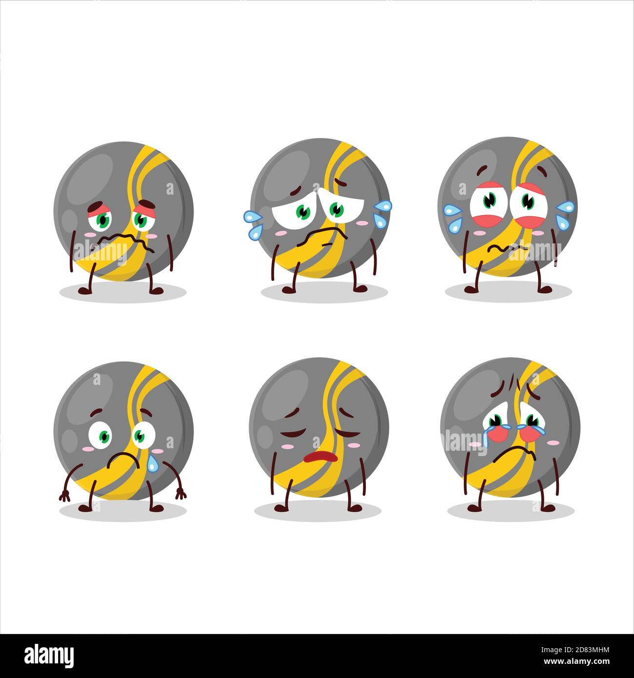 Black stripes marbles cartoon character with sad expression Stock ...