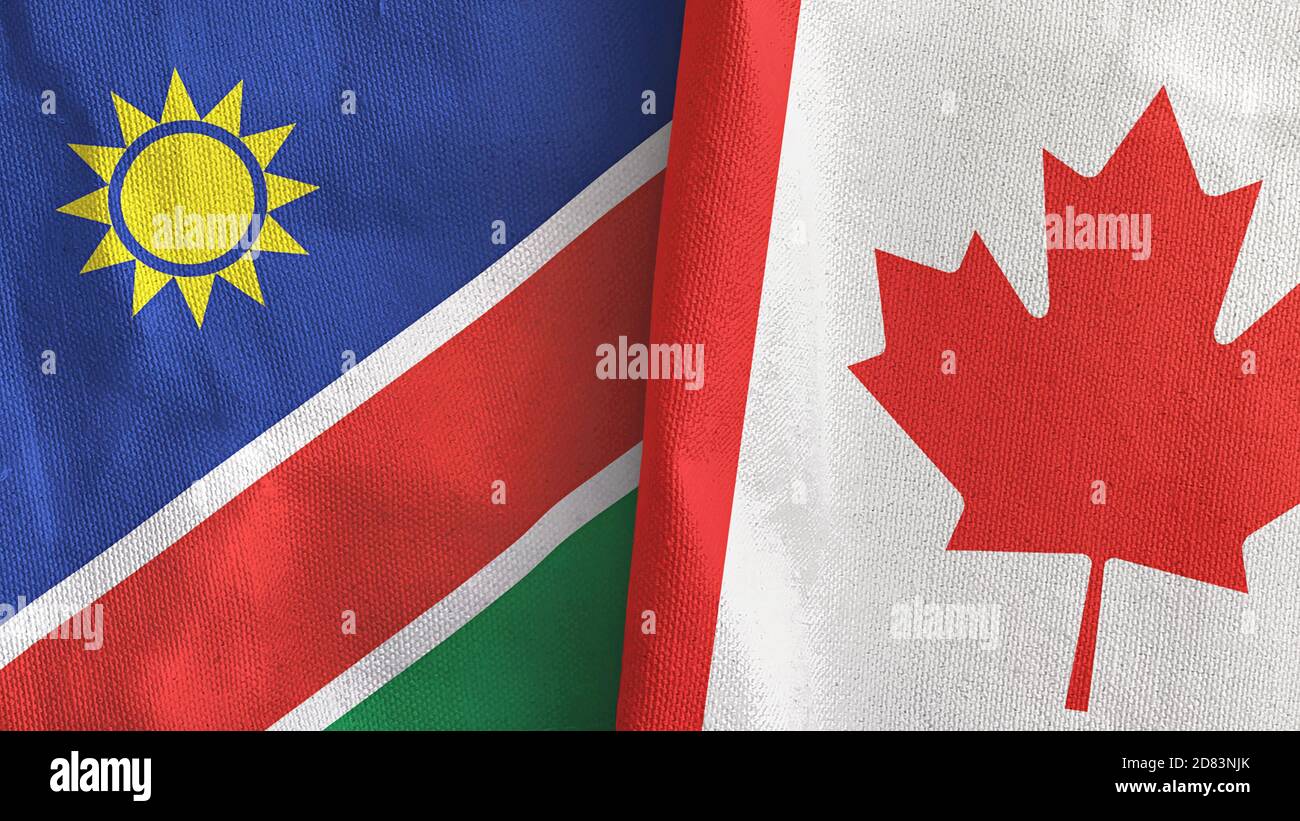 Canada and Namibia two flags textile cloth 3D rendering Stock Photo - Alamy