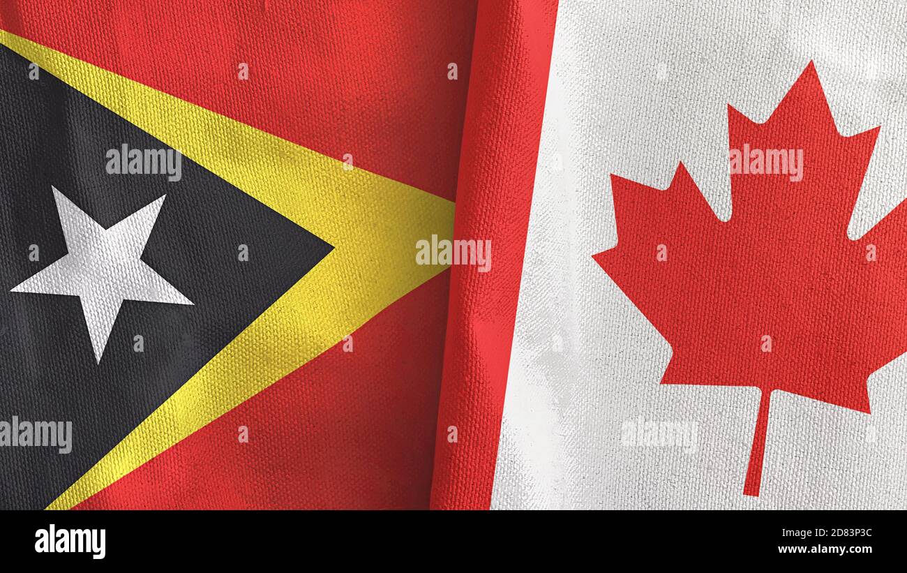 Canada and Timor-Leste East Timor two flags textile cloth 3D rendering ...