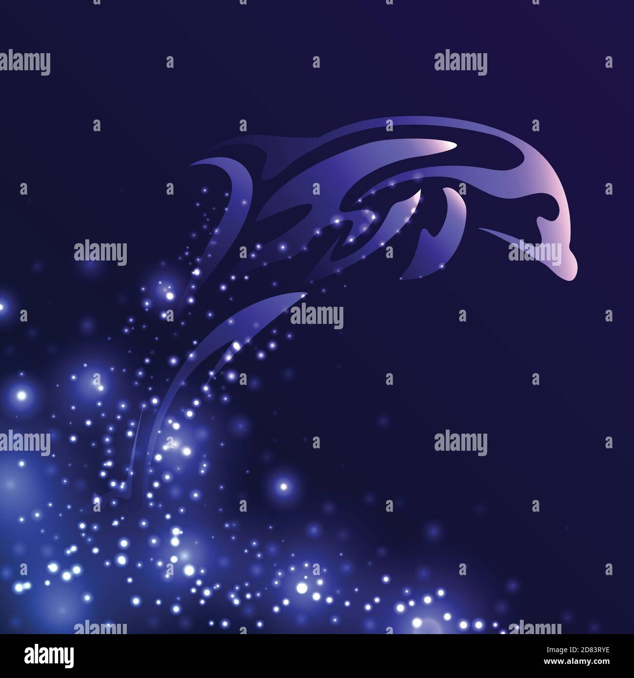 Stylized illustration of a jumping dolphin with sparkles. Vector ...