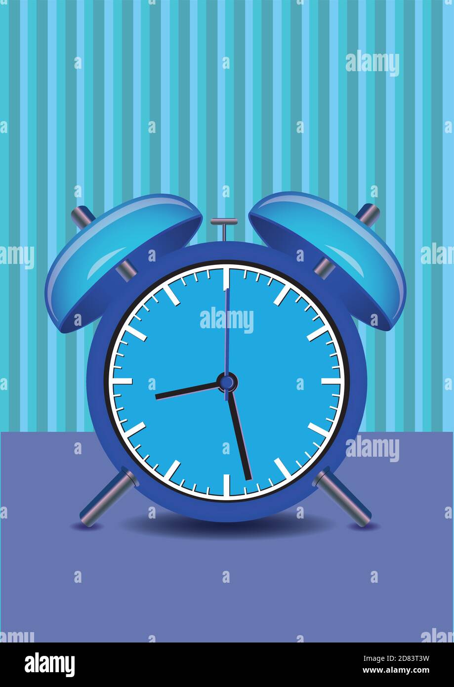 Vector illustration of a alarm clock in blue Stock Vector Image & Art ...