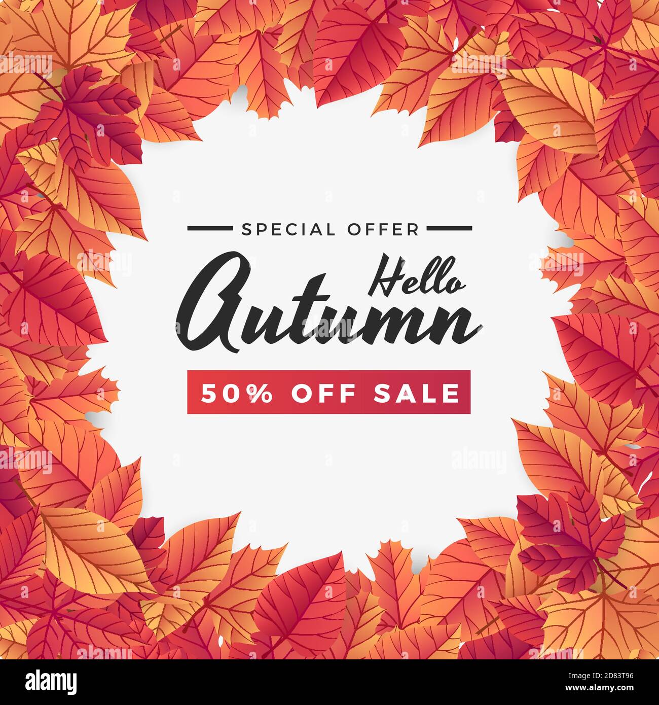 Autumn sale background template with lettering. Bright fall leaves ...