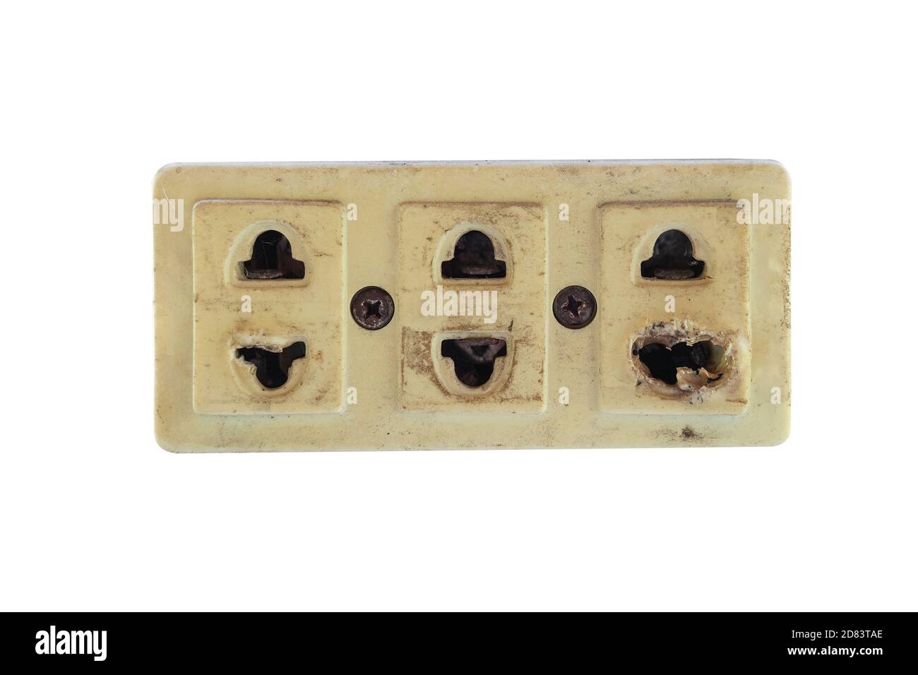 Broken power plug isolated on white background with clipping path Stock ...