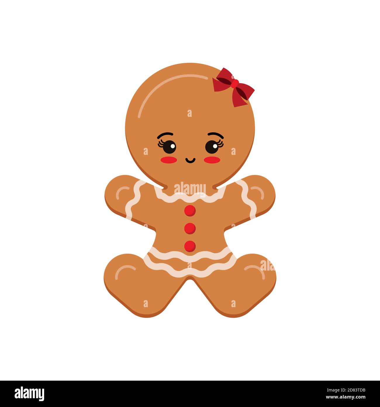 Gingerbread man girl christmas cookie icon isolated on white background ...