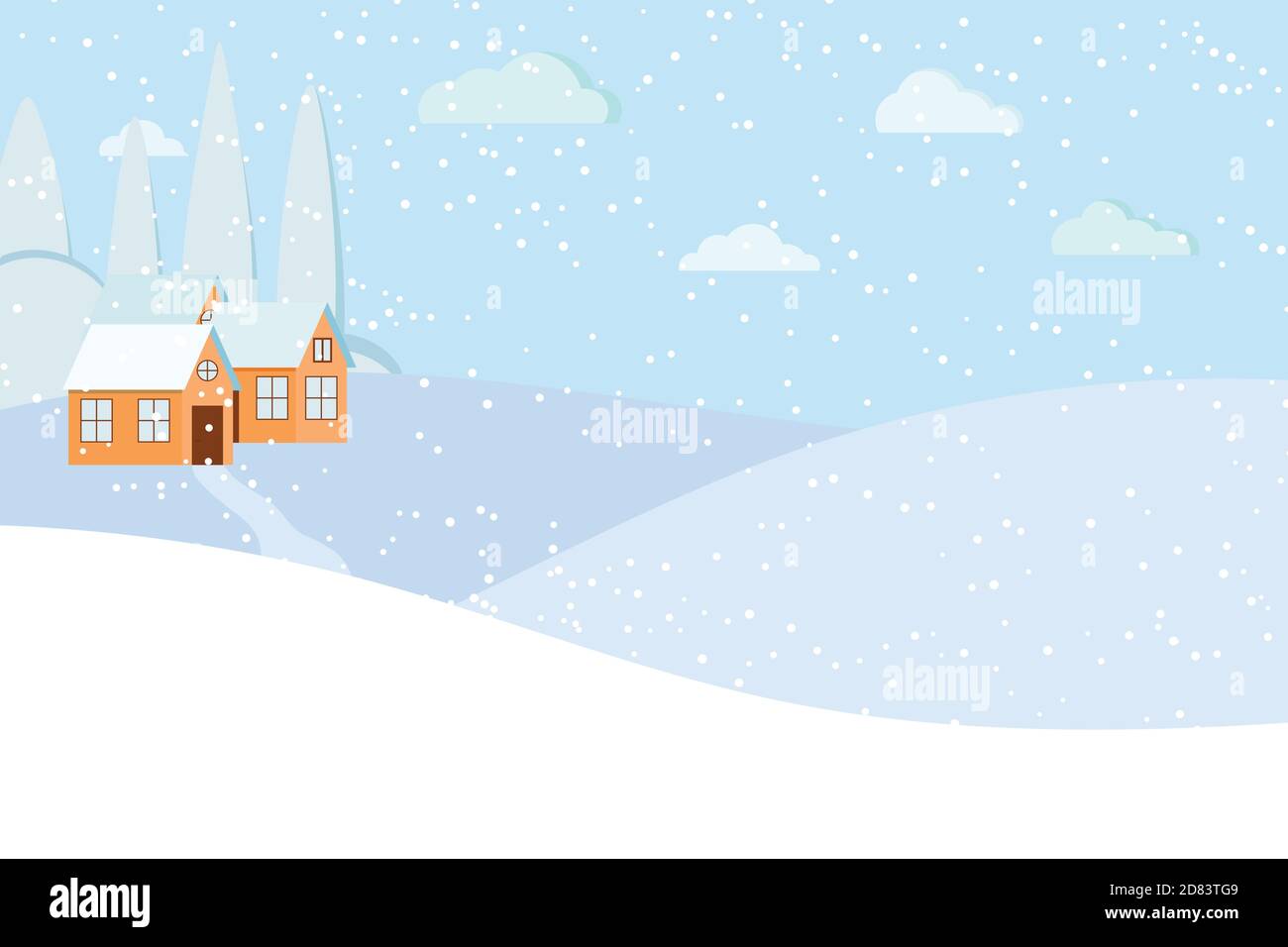 Winter landscape scene with houses and road Stock Vector Image & Art ...