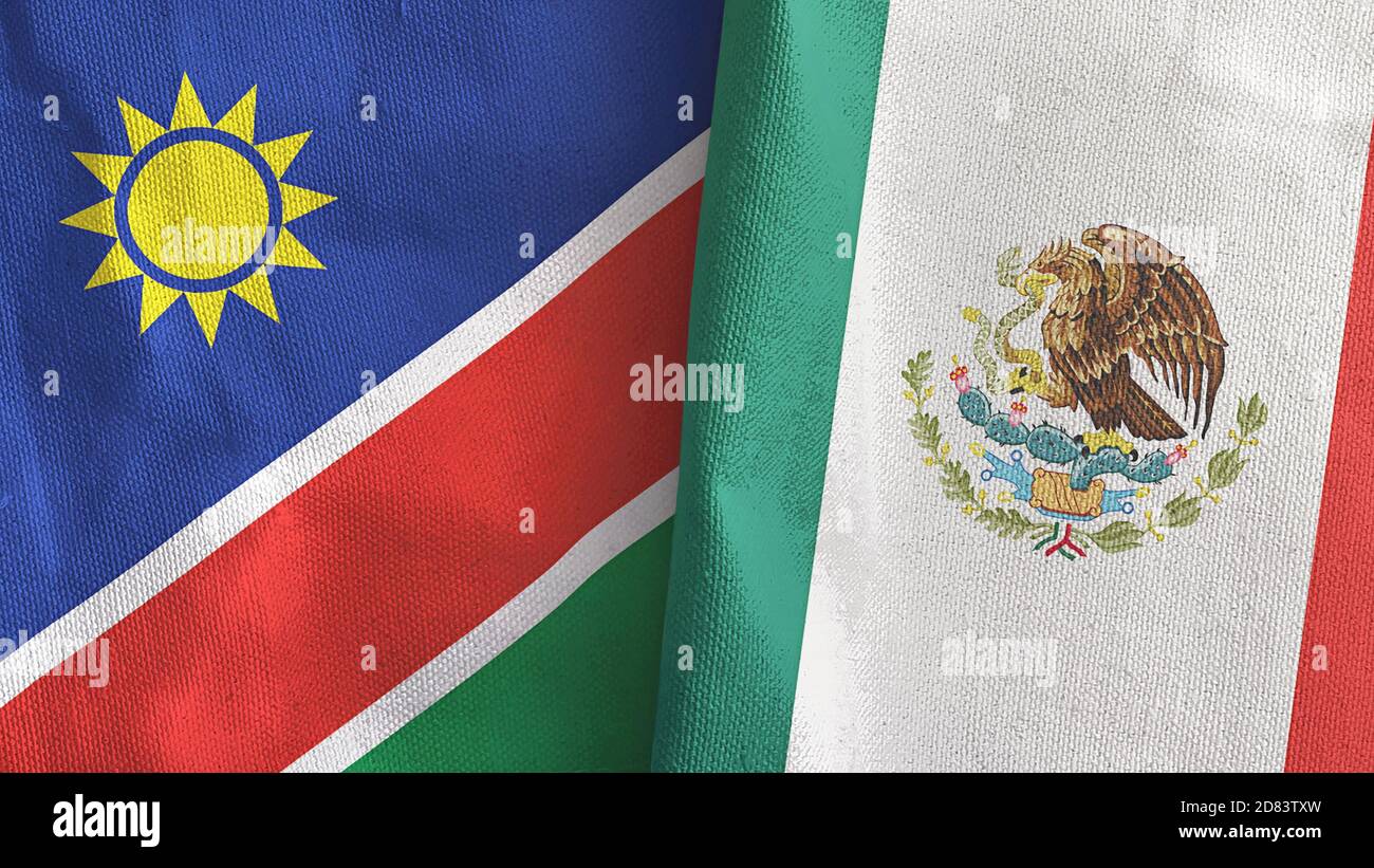 Mexico and Namibia two flags textile cloth 3D rendering Stock Photo - Alamy