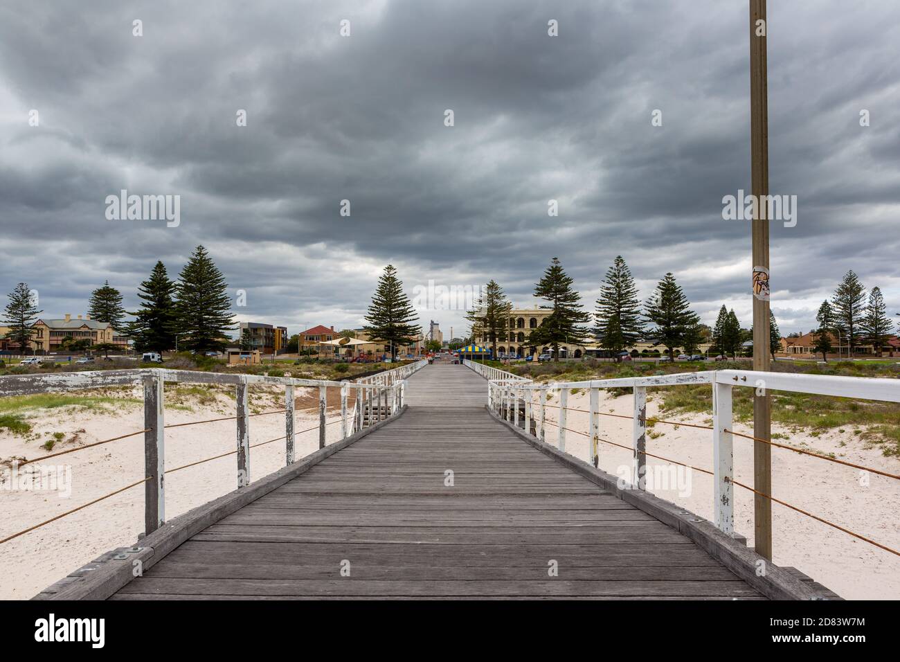 Standing on the largs bay jetty looking towards the township in ...