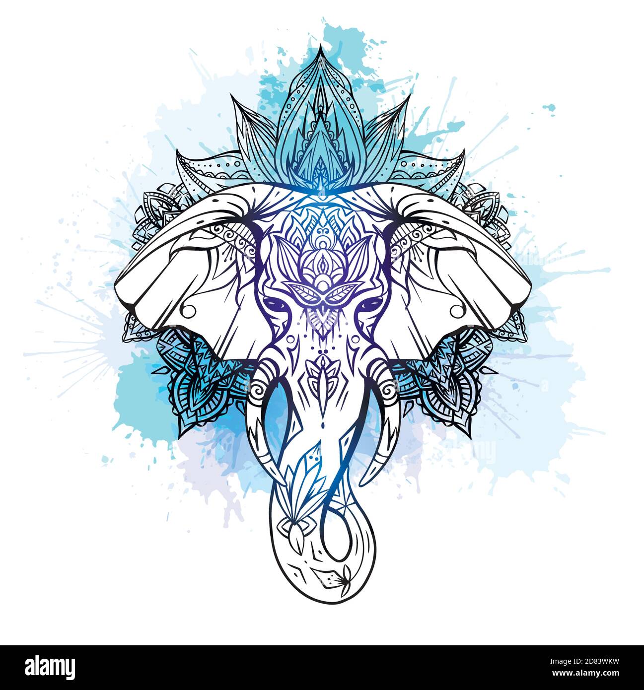 Watercolor Elephant Head