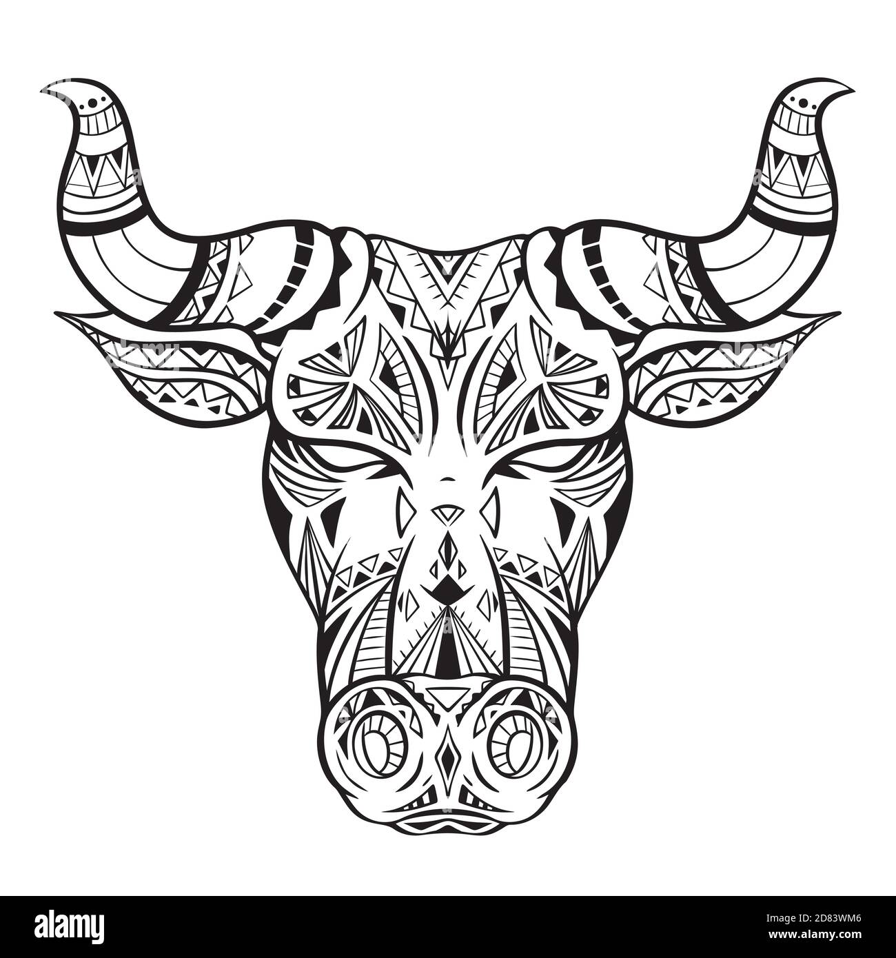 Tribal Bull Head Drawing