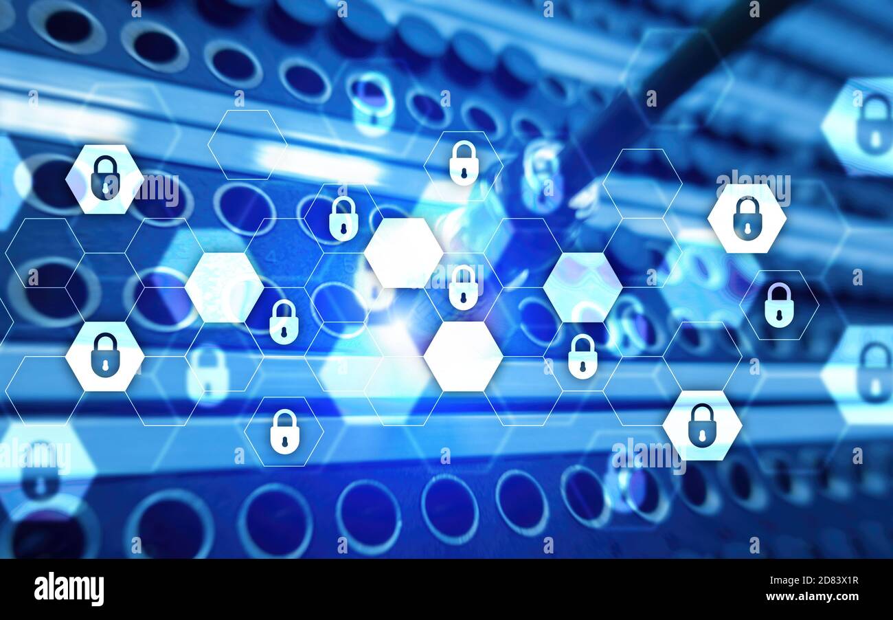Server rack room digital security data protection concept Stock Photo ...