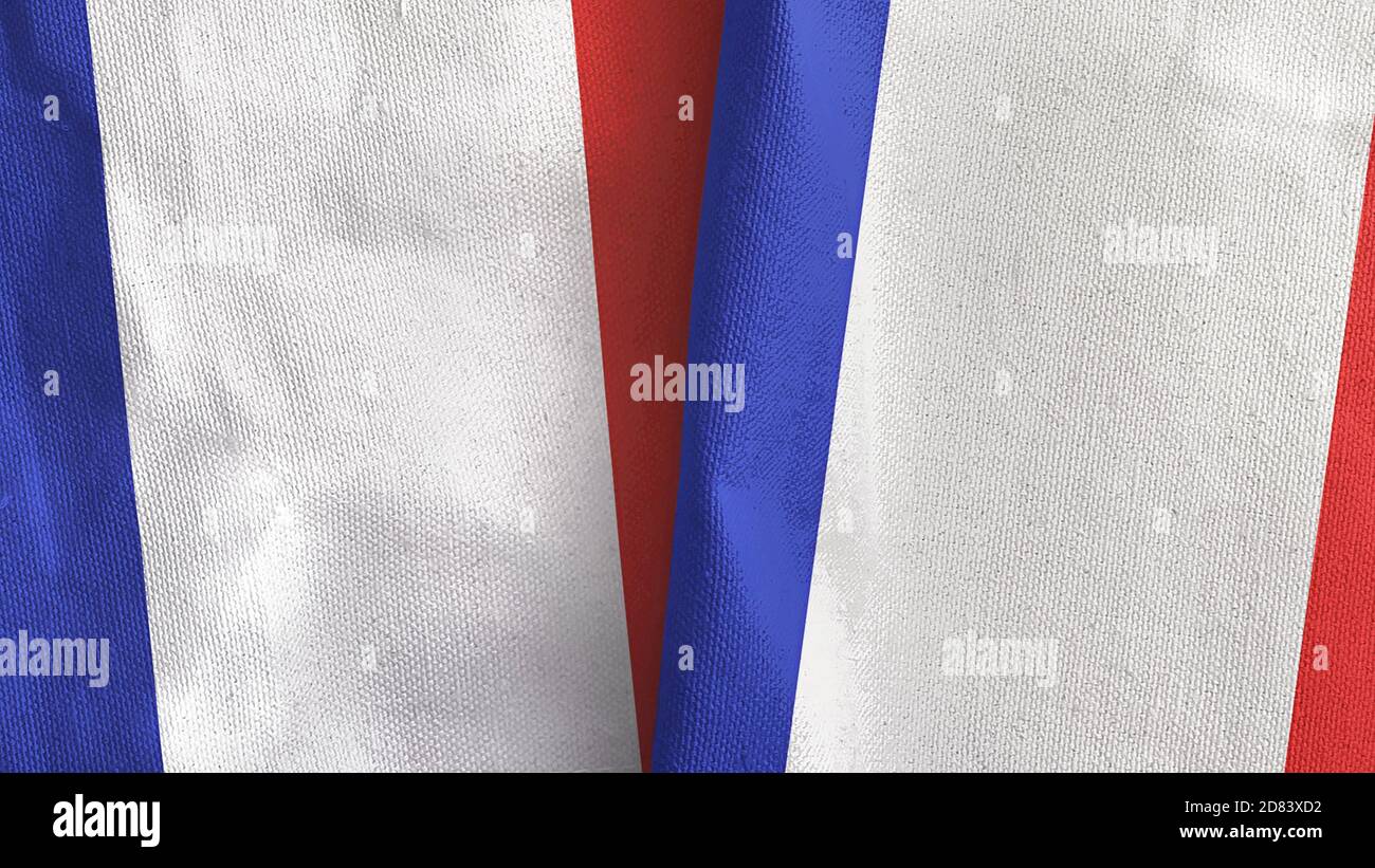 France two flags textile cloth 3D rendering Stock Photo - Alamy