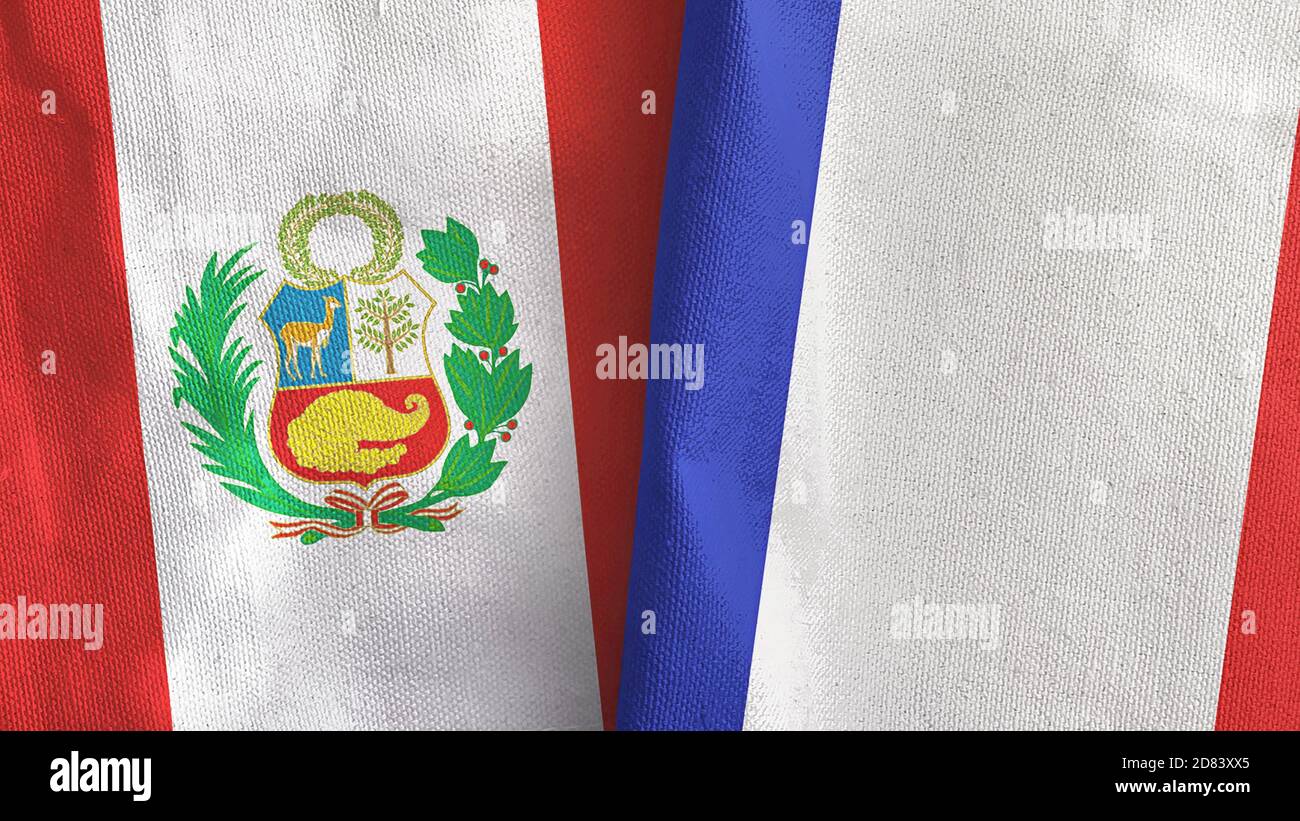 France and Peru two flags textile cloth 3D rendering Stock Photo - Alamy