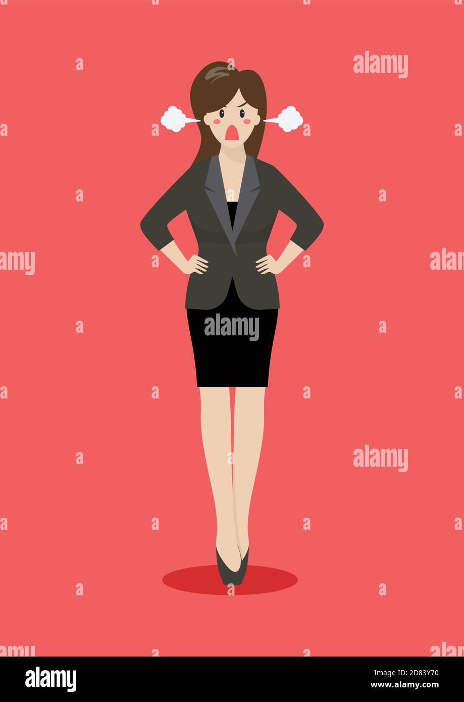 Full portrait of angry business woman. Vector Illustration Stock Vector ...