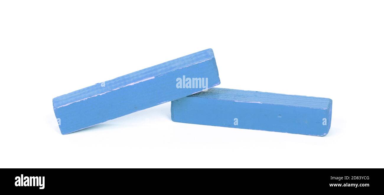 Vintage blue building blocks isolated on white background Stock Photo ...