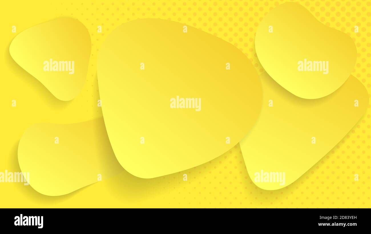 Abstract yellow liquid banner with gradient. Dynamical geometric forms ...