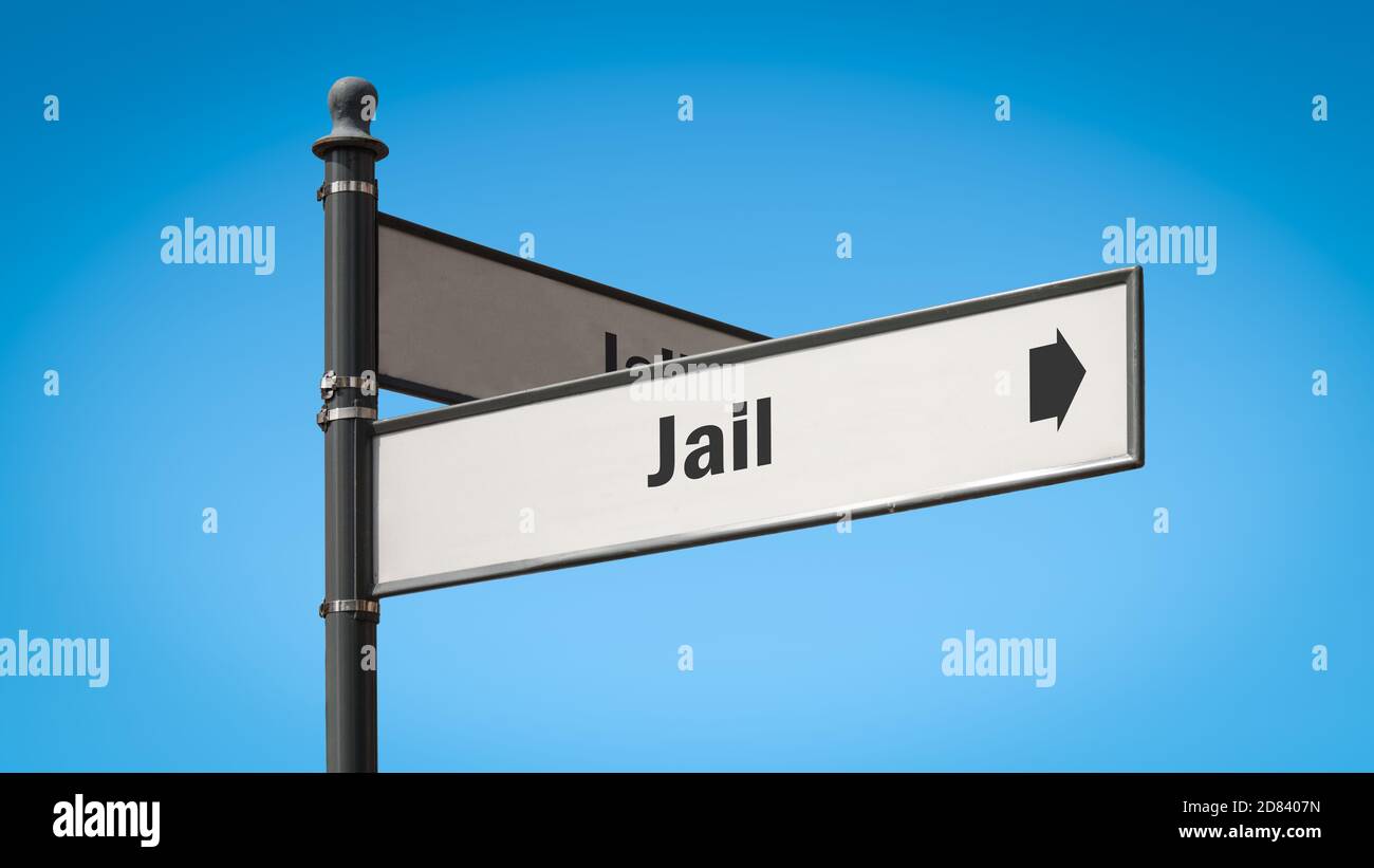 Street Sign the Direction Way to Jail Stock Photo - Alamy