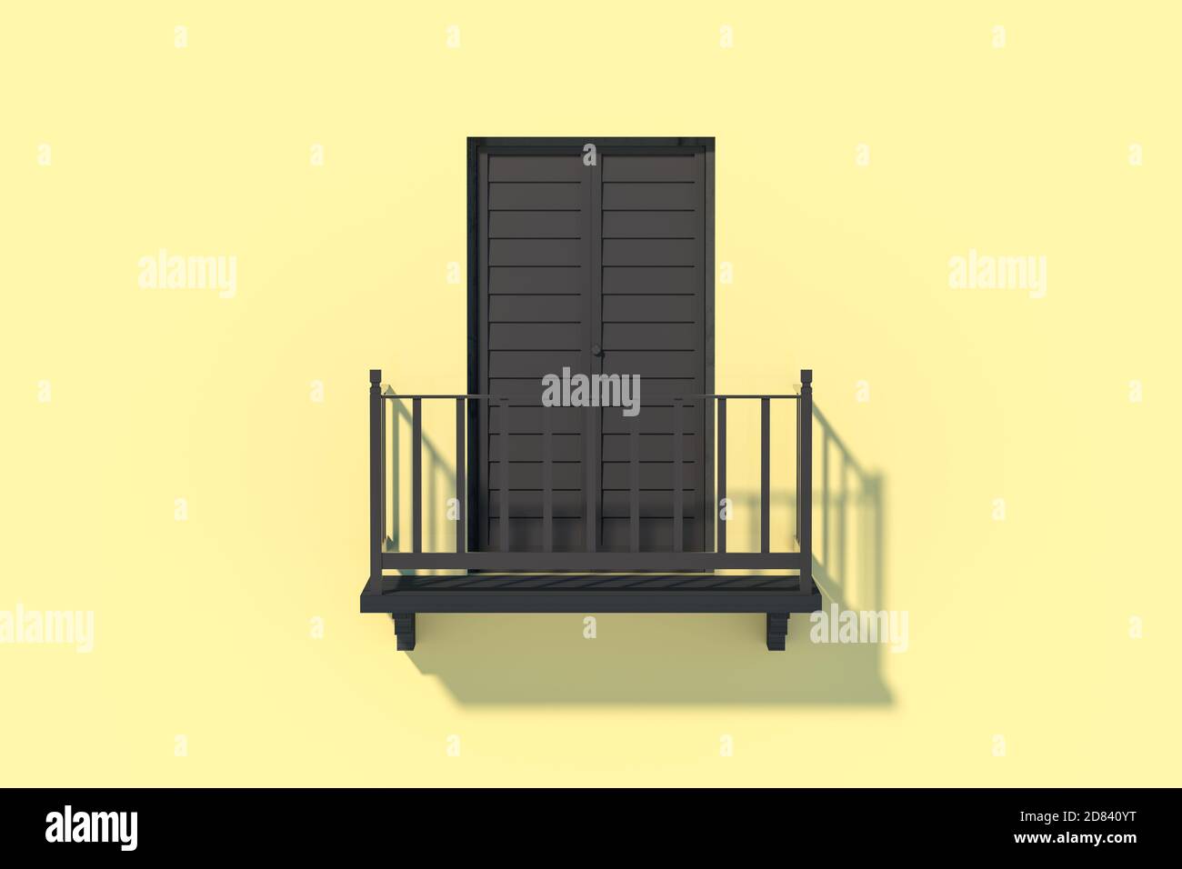 Balcony structure outside the building, 3d rendering. Computer digital ...