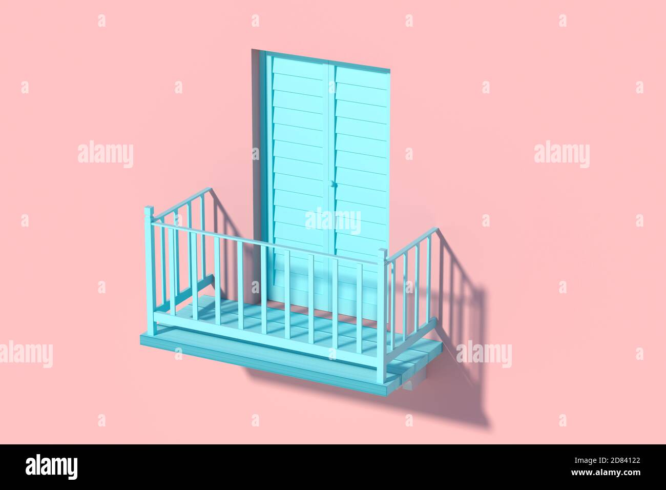Balcony structure outside the building, 3d rendering. Computer digital ...
