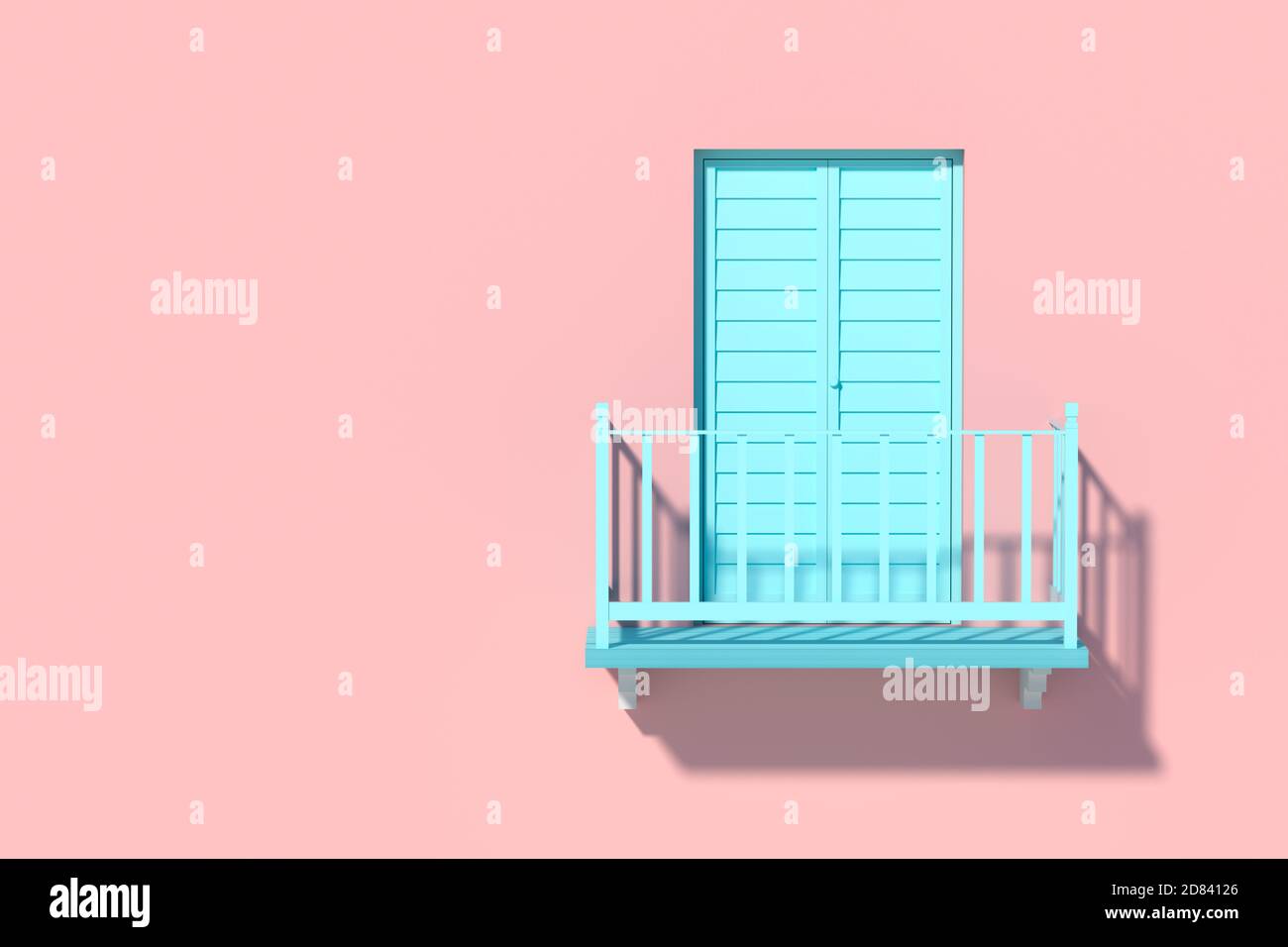 Balcony structure outside the building, 3d rendering. Computer digital ...