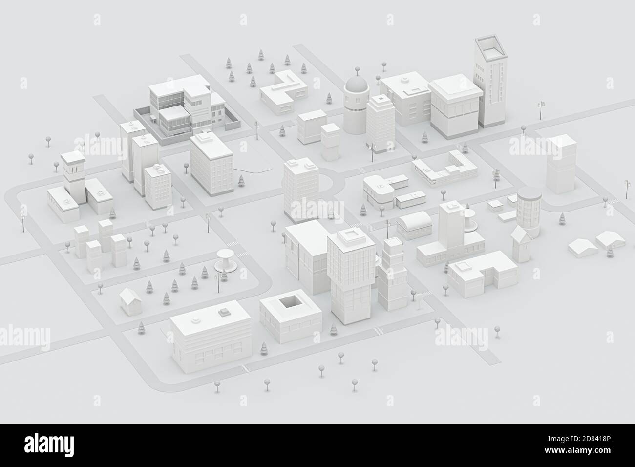 Downtown building, simulation city, 3d rendering. Computer digital ...