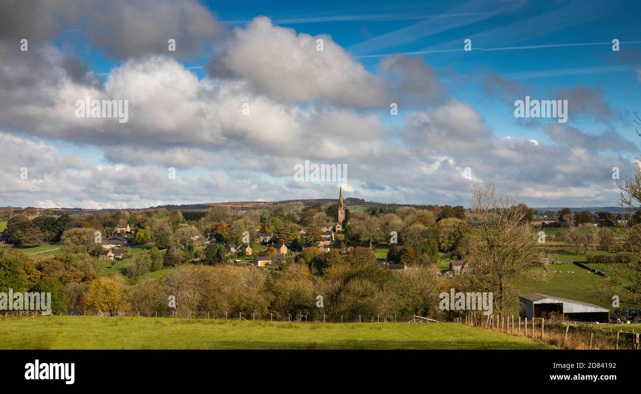 UK, England, Staffordshire, Moorlands, elevated panoramic view of ...
