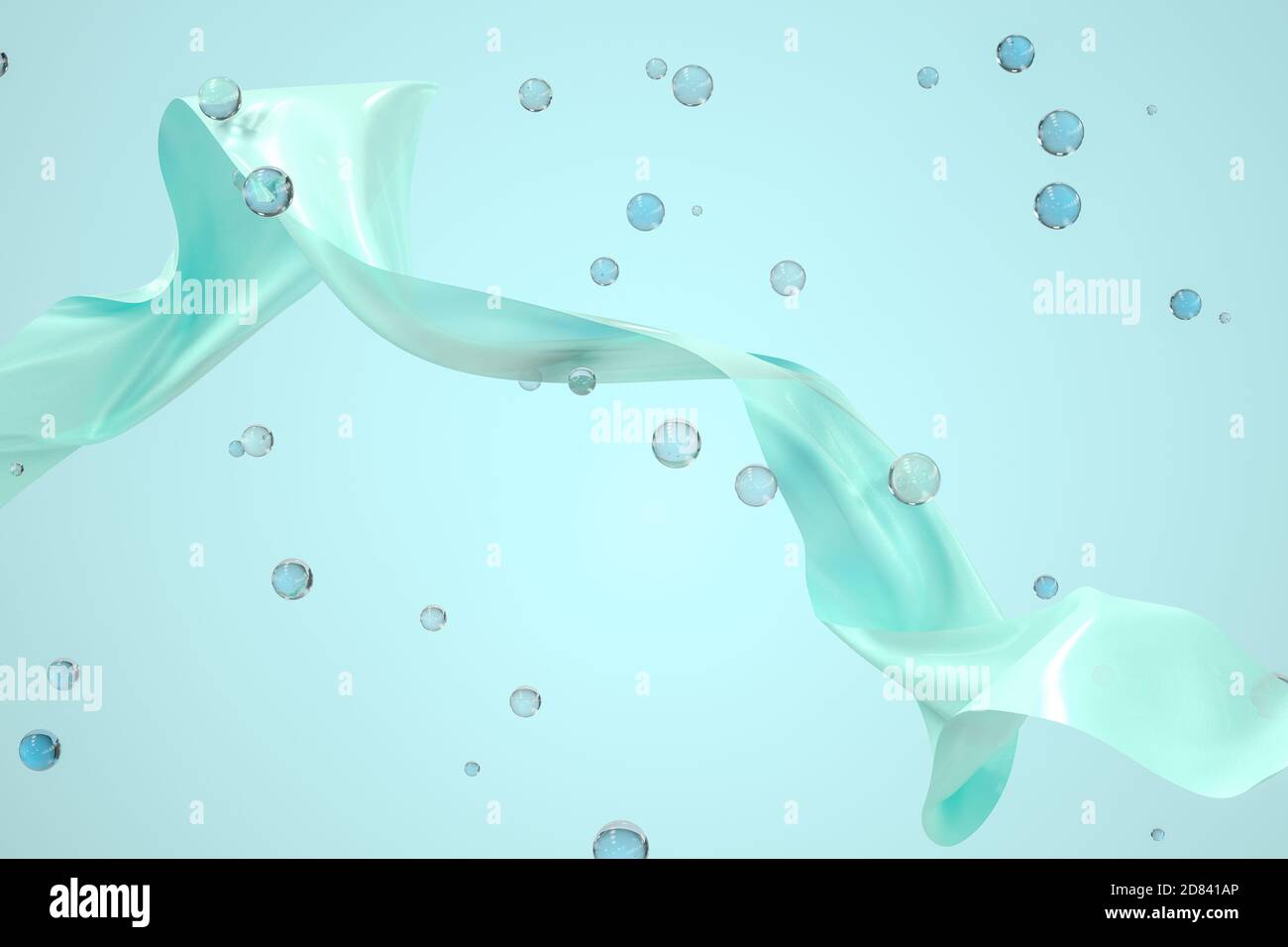 Flowing cloth with green background, 3d rendering. Computer digital ...