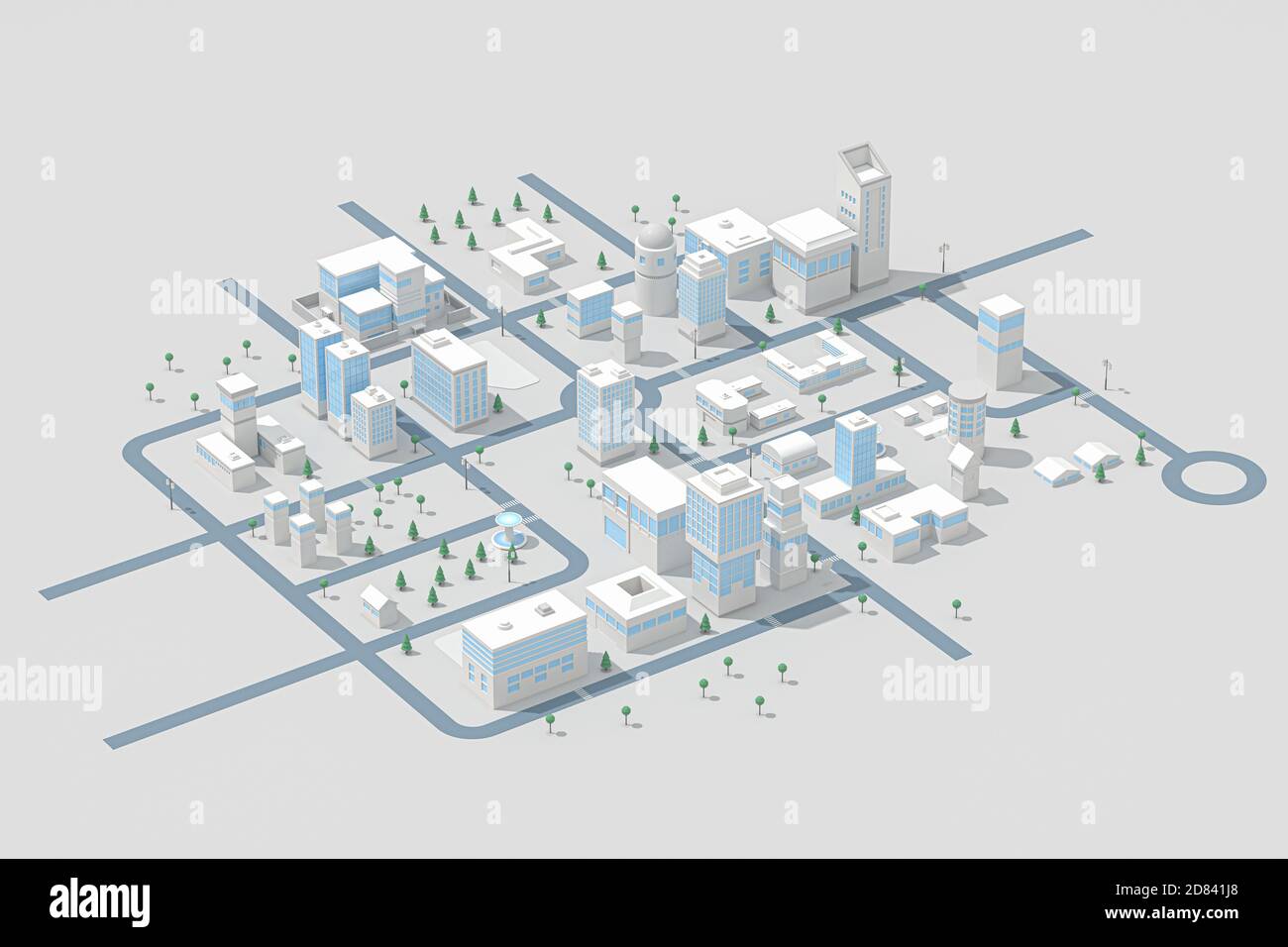 Downtown building, simulation city, 3d rendering. Computer digital ...