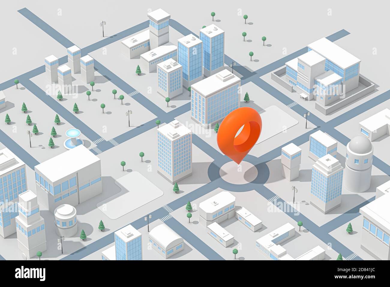 Mini-city with location sign, transportation background, 3d rendering ...