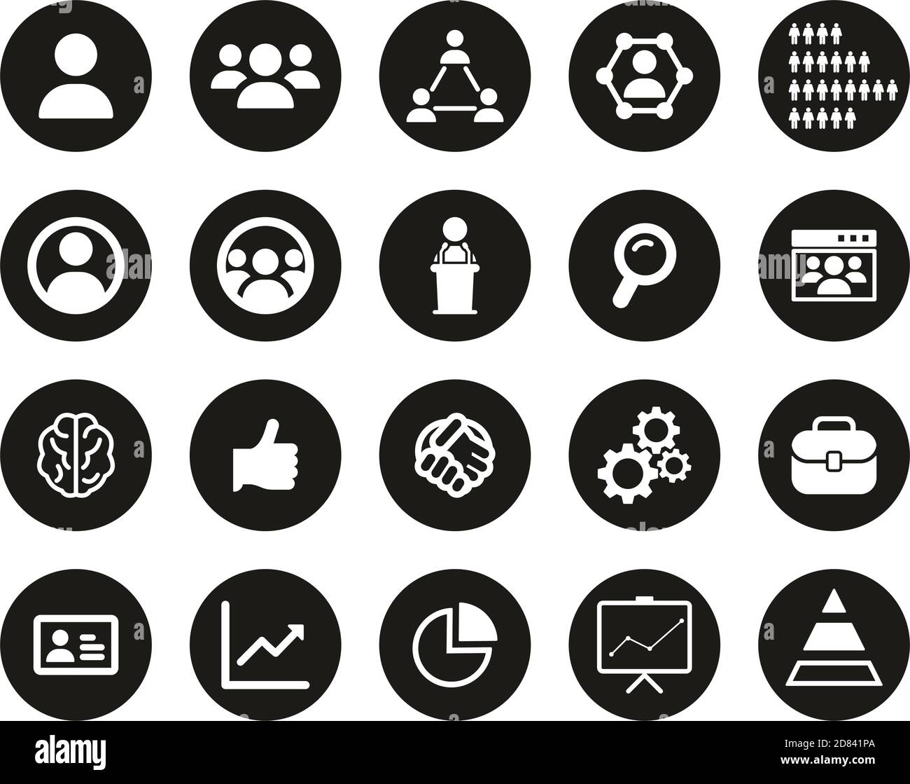 Human Resources Icons White On Black Flat Design Circle Set Big Stock ...