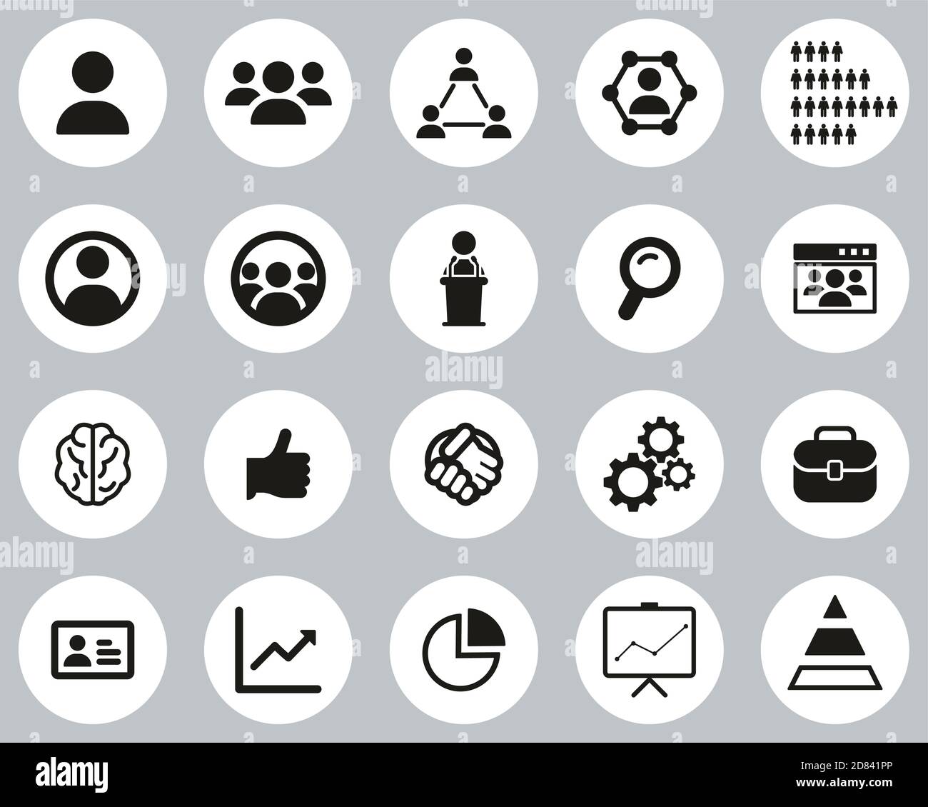 Human Resources Icons Black & White Flat Design Circle Set Big Stock ...