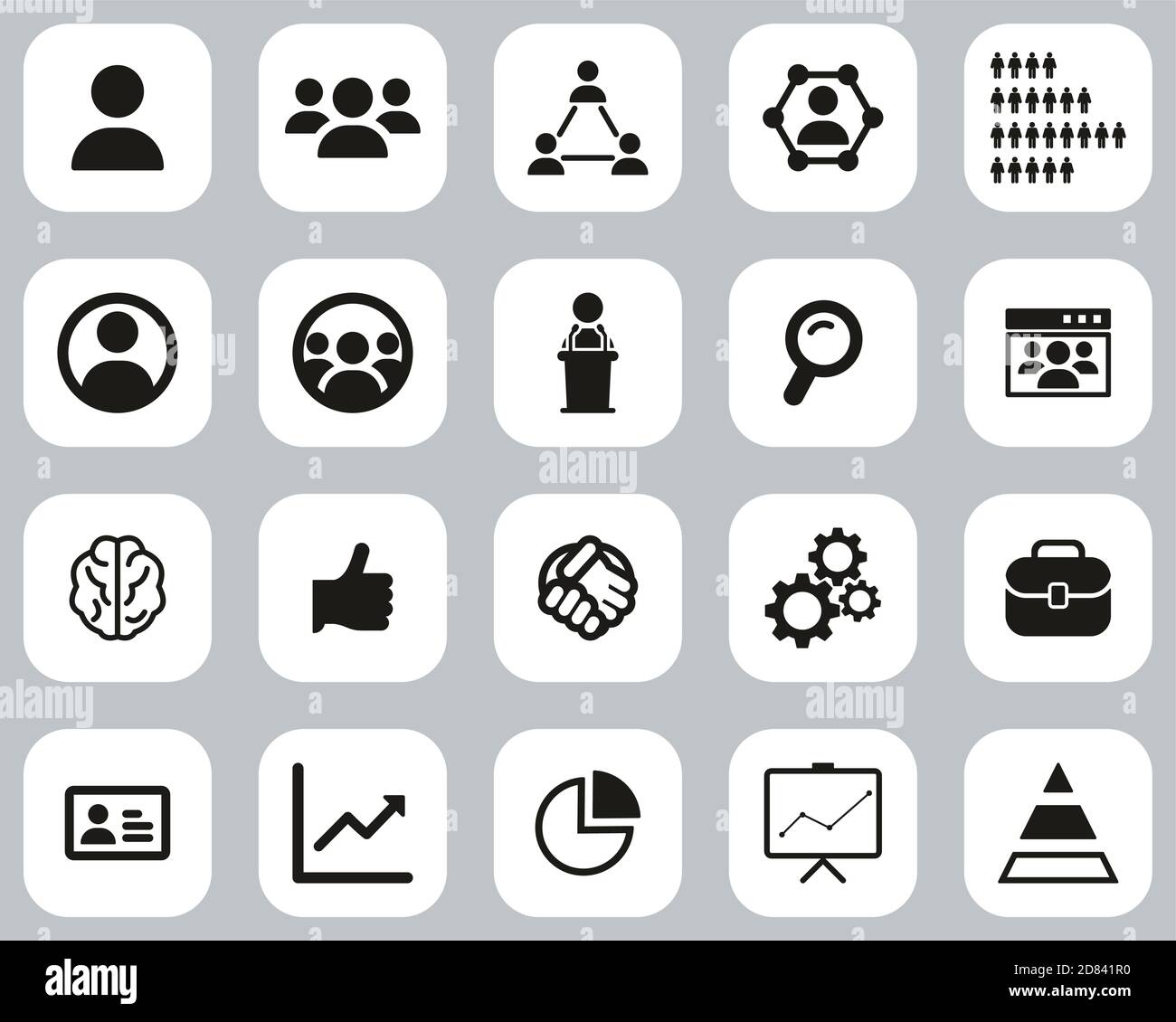 Human Resources Icons Black & White Flat Design Set Big Stock Vector ...